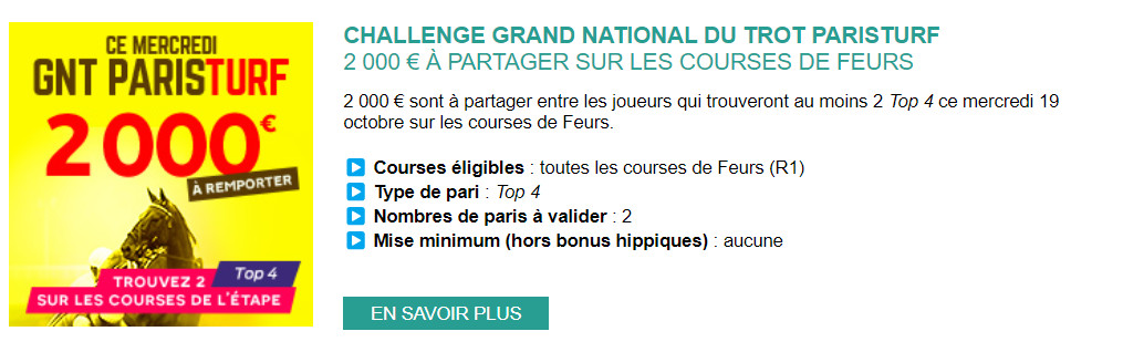 Challenge GNT chez Genybet : 2000 euros à partager Challenge GNT chez Genybet : 2000 euros à partager