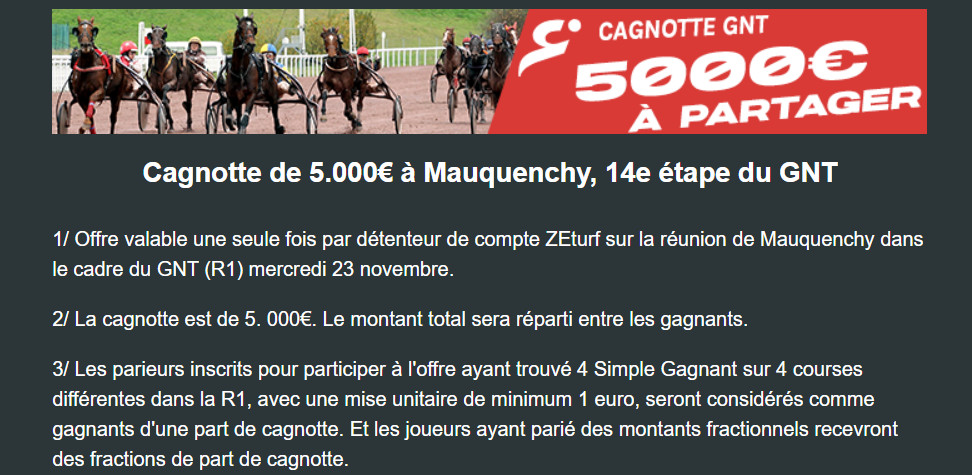 Challenge Zeturf: 5.000 euros à partager lors du GNT à Mauquenchy Challenge Zeturf: 5.000 euros à partager lors du GNT à Mauquenchy