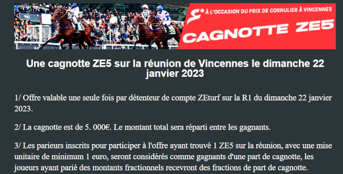 Challenge Cornulier: 5000 euros à partager chez zeturf le 22 janvier 2023 Challenge Cornulier: 5000 euros à partager chez zeturf le 22 janvier 2023